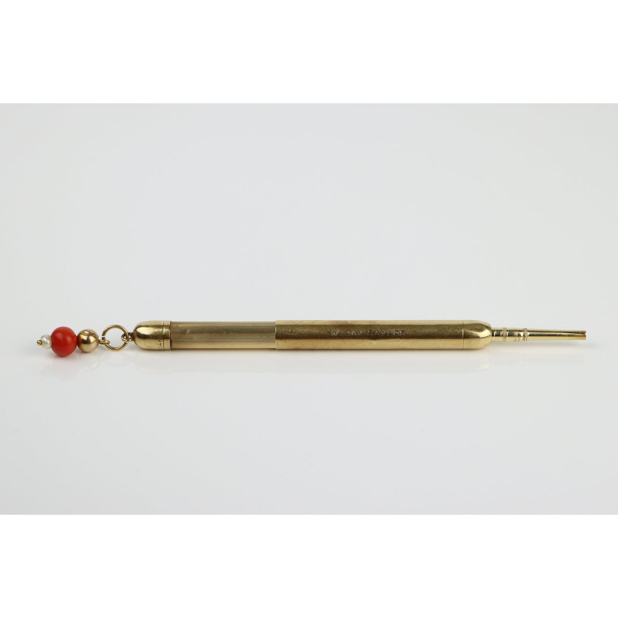 Antique Louis Tamis & Son 14K Gold Retractable Pencil Coral Pearl Pend ...